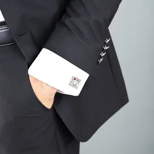LINK UP I Heart My Dad Cufflinks With Red Enamel Accent