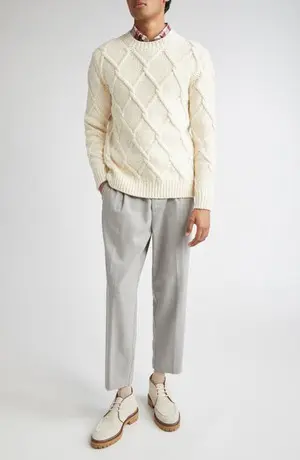 Eleventy Diamond Stitch Wool Sweater