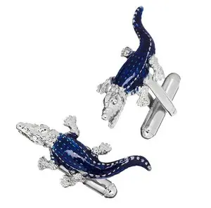 LINK UP Brightly Colored Crocodile Cufflinks - Blue