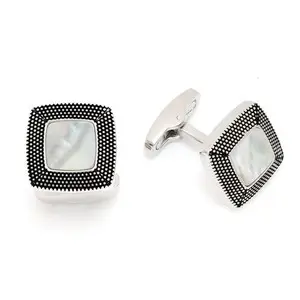 LINK UP Granulated Soft Square Gemstone Inlay Cufflinks