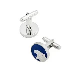 LINK UP Roaring Tiger Silhouette Cufflinks With Enamel