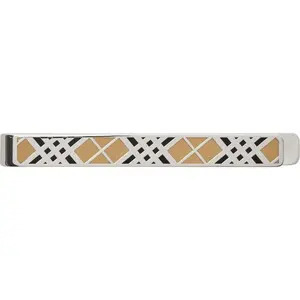 Burberry Enamel Check Tie Bar - Silver