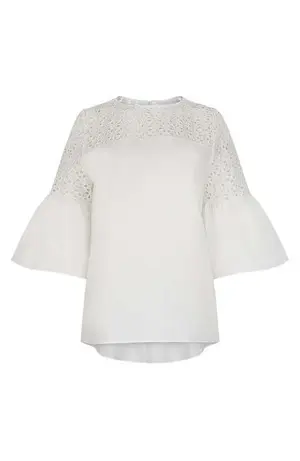 Anne Fontaine Piper Top With Sheer Sleeves