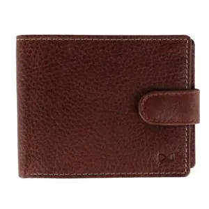 Trafalgar Parker Pebbled Leather Bi-fold Wallet With Id Window And Popper Fastener - Brown