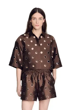 Sandro Oversized Rhinestone Shirt