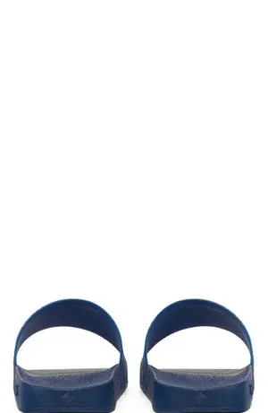 Mcm Monogram Print Rubber Slides - Blue