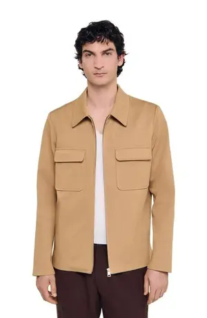 Sandro Zip-up Pocket Jacket - Camel