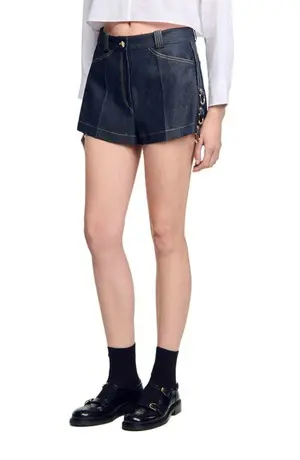Sandro Denim Belt Loop Shorts - Deep Blue