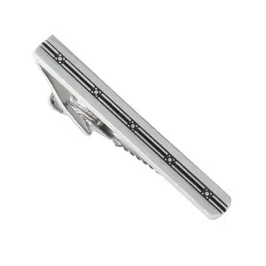 LINK UP Square Pattern Center Tie Bar Cufflinks And Stud Sets - Black