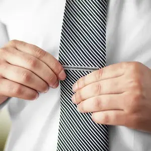 LINK UP Square Pattern Center Tie Bar Cufflinks And Stud Sets - Black