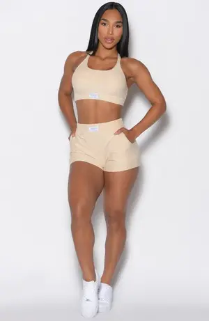 BOMBSHELL SPORTSWEAR Relaxed Heathered Shorts - Vanilla