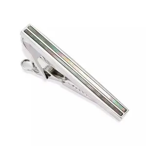 LINK UP Abalone Shell Tie Bar - Silver