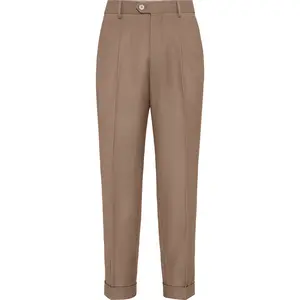 Brunello Cucinelli Wool Denim Trousers - Bark