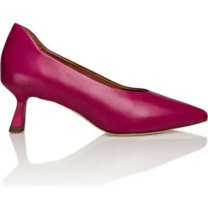 JOAN OLOFF SHOES Celine Tapered Kitten Heel Pumps With Bow Detailing - Pink
