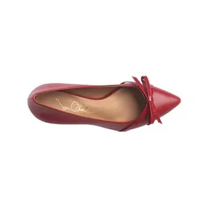 JOAN OLOFF SHOES Celine Tapered Kitten Heel Pumps With Bow Detailing - Red