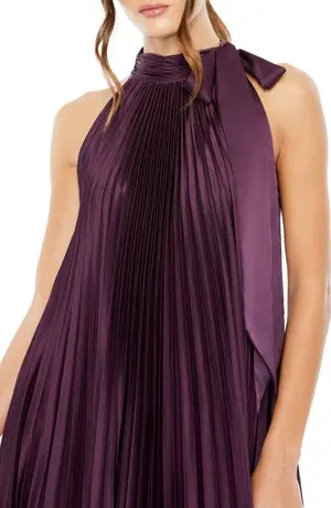 Mac Duggal Pleated Halter Neck High-low Gown