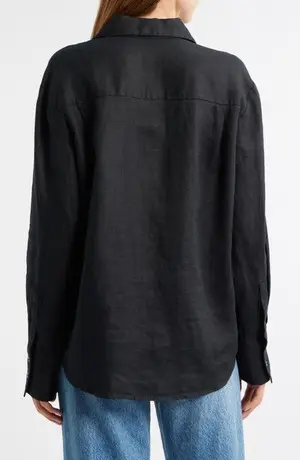 Mango Oversized Linen Shirt - Black