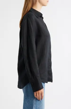 Mango Oversized Linen Shirt - Black