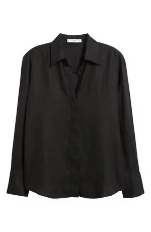 Mango Oversized Linen Shirt - Black