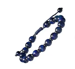 LINK UP Gemstone Beads With Accent Spacers Pull Cord Bracelet - Blue