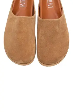 FOREVER & ALWAYS SHOES Space Suede Leather Slide Sandal - Cognac Leather