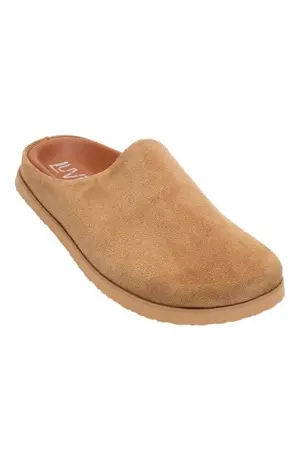 FOREVER & ALWAYS SHOES Space Suede Leather Slide Sandal - Cognac Leather