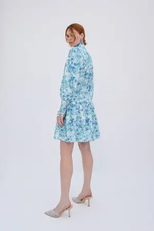 RAISHMA Veronica Floral Print Mini Dress - Blue