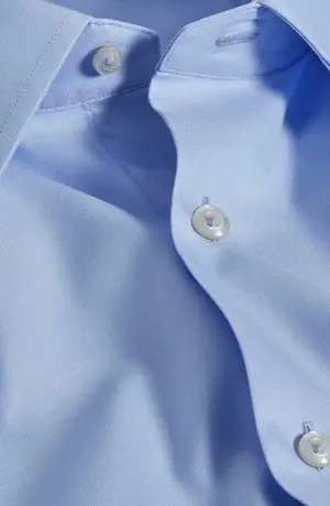 David Donahue Slim Fit Super Fine Twill Dress Shirt - Sky