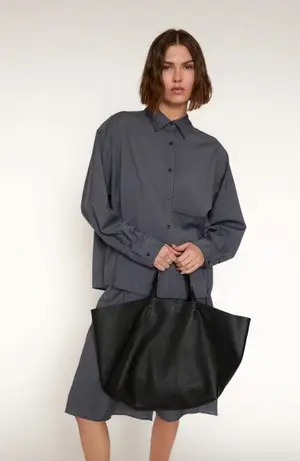 HYER GOODS Leather Soft Tote - Black