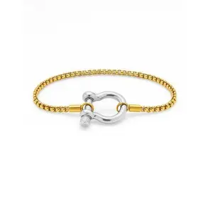 DLORIA Horseshoe Carabiner Clasp Bracelet - Gold And Silver