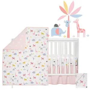 LAMBS & IVY Snuggle Jungle 5-piece Crib Bedding Set - Pink
