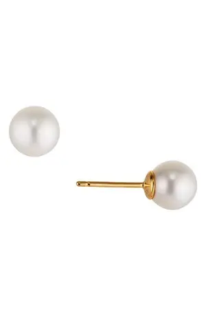 Nadri Cultured Freshwater Pearl Stud Earrings - Gold