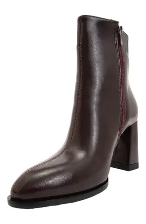 PROLOGUE SHOES High Heel Ankle Boots - Burgundy Faux Leather