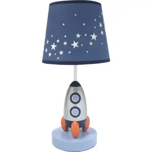 LAMBS & IVY Milky Way Rocket Ship Nursery Lamp With Shade & Bulb - Blue
