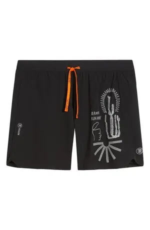 ROARK Alta 5 Printed Drawstring Shorts - Black