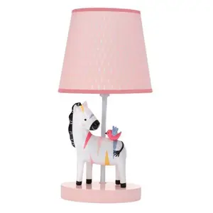 LAMBS & IVY Jazzy Jungle Zebra Nursery Lamp With Shade & Bulb - Pink