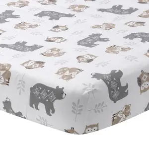 LAMBS & IVY Woodland Animal Print Baby Fitted Crib Sheet - White Multi