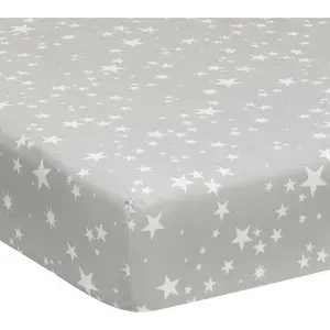 LAMBS & IVY Milky Way Stars 100% Cotton Baby Fitted Crib Sheet - Gray