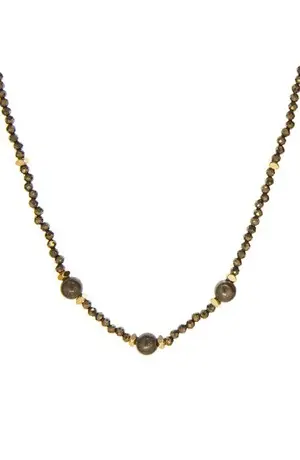 MARLYN SCHIFF Natural Stone Beaded Necklace - Gold Pyrite