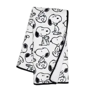 LAMBS & IVY Classic Snoopy Minky And Faux Shearling Baby Blanket - White