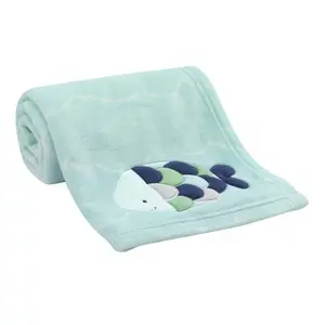 LAMBS & IVY Oceania Nautical Fish Luxury Coral Fleece Baby Blanket - Blue
