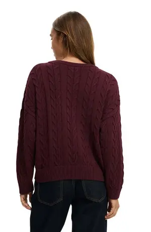 COTTON ON Crew Neck Pullover - Deep Pomegranate
