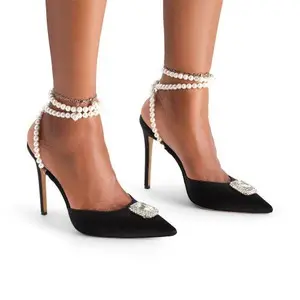 ZENA ZIORA The Dame 100 Pearl Stiletto Heel - Black