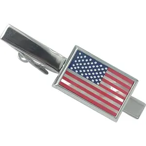 LINK UP American Flag Mother Of Pearl Tie Bar - Red, Blue, White