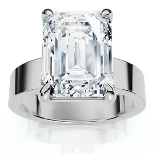 BLISS DIAMOND 4ct Emerald Cut Lab Grown Diamond Ring - 14k White Gold