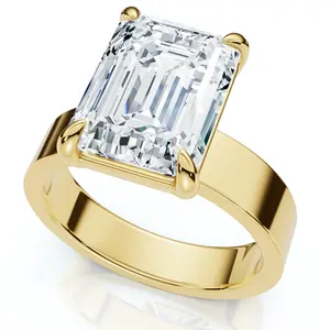 BLISS DIAMOND 4ct Emerald Cut Lab Grown Diamond Ring - 14k Yellow Gold