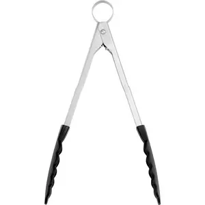 CUISIPRO 9.5 Inch Nonstick Nylon Locking Tongs - Black