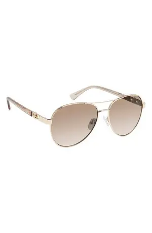 Kurt Geiger 57mm Aviator Sunglasses - Gold/brown Gradient