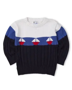 FLORENCE EISEMAN Sailboat Intarsia Knit Sweater