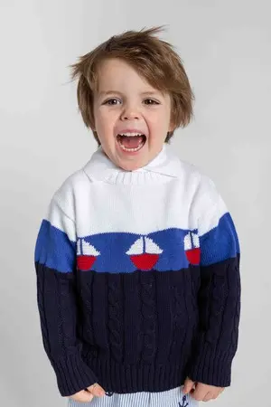 FLORENCE EISEMAN Sailboat Intarsia Knit Sweater